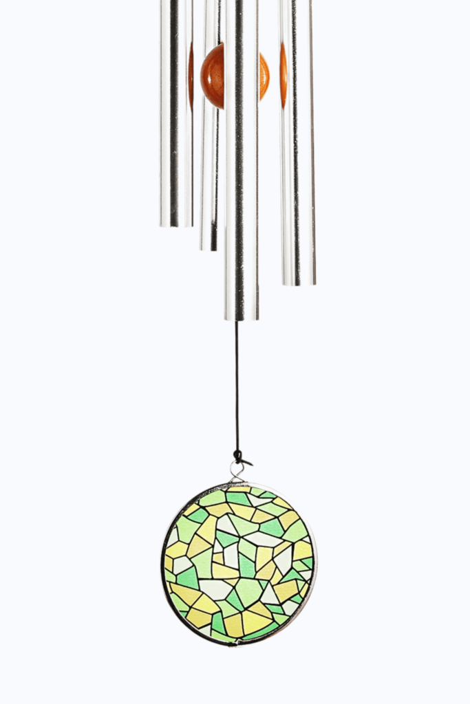 Wood Top Stained Glass Sail Wind Chime