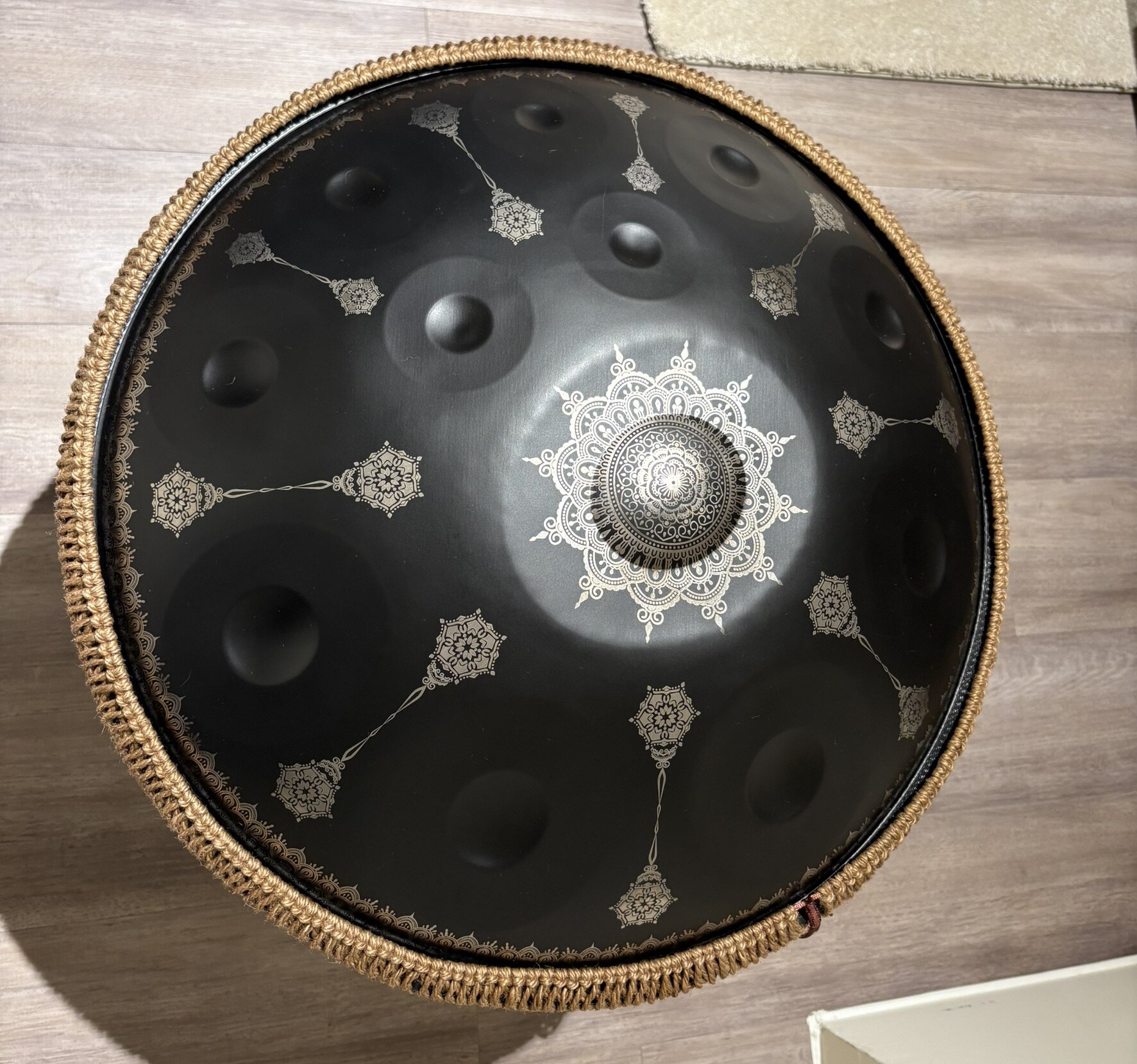 Black Mandala Handpan Drum 12 Tones | Spiritual Sound Healing Instrument