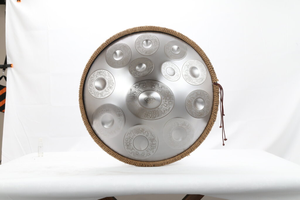 Silver with Golden Eyes Handpan Drum 12 Tones | Custom Meditation ...